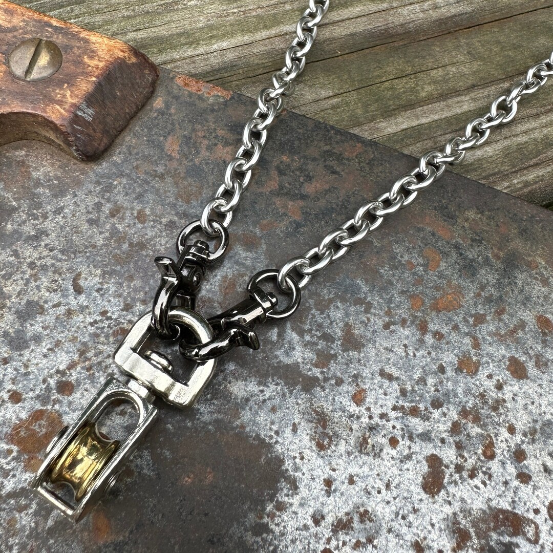 Pulley Necklace - Industrial - Punk - Biker Chain - Hardware - Choker or Full Length - Etsy