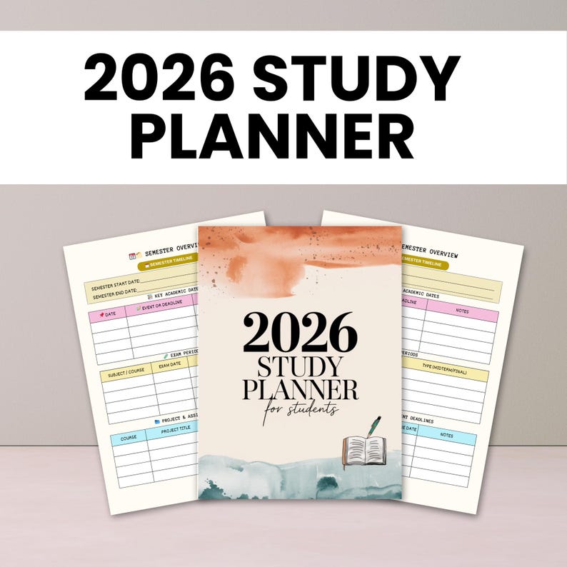 Student Study Planner 2026 - Editable Academic Printable Pdf Planner ...