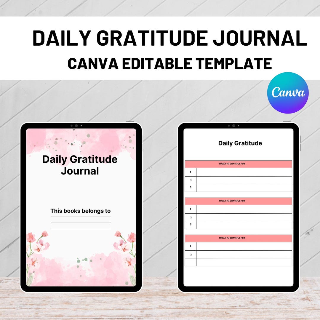 Digital Download Daily Gratitude Journal 2026 - Editable Canva Template ...