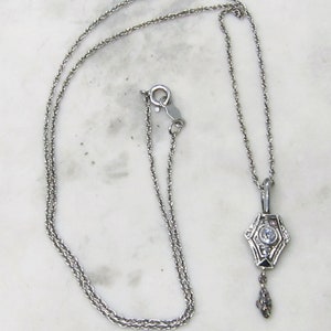 Antique Deco 14k Diamond Sapphire Filigree Carved Pendant and Chain - Etsy