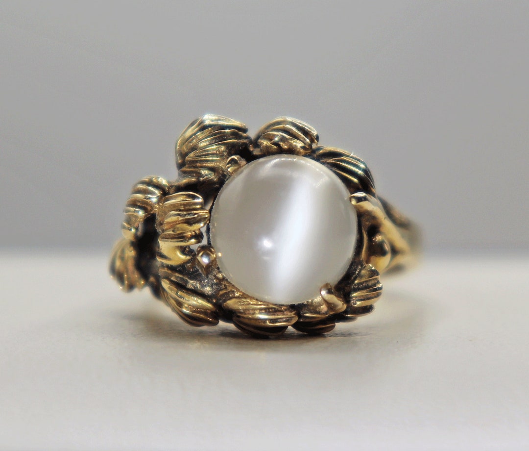Vintage 14k Large High Quality Cats Eye Moonstone Ring Strellman ...