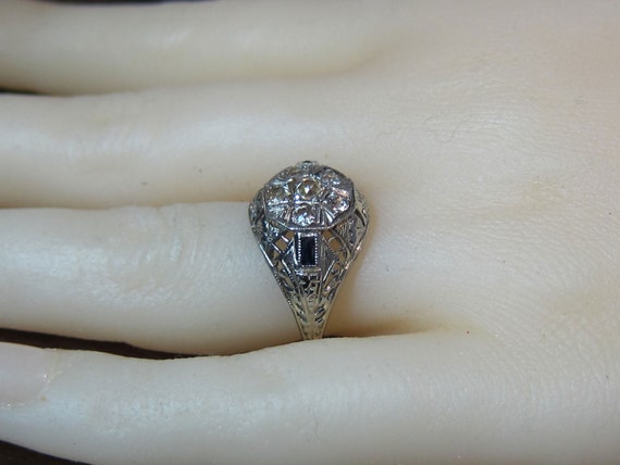 Vintage Platinum 18k Old Mine Cut Diamond Sapphire Fi… - Gem