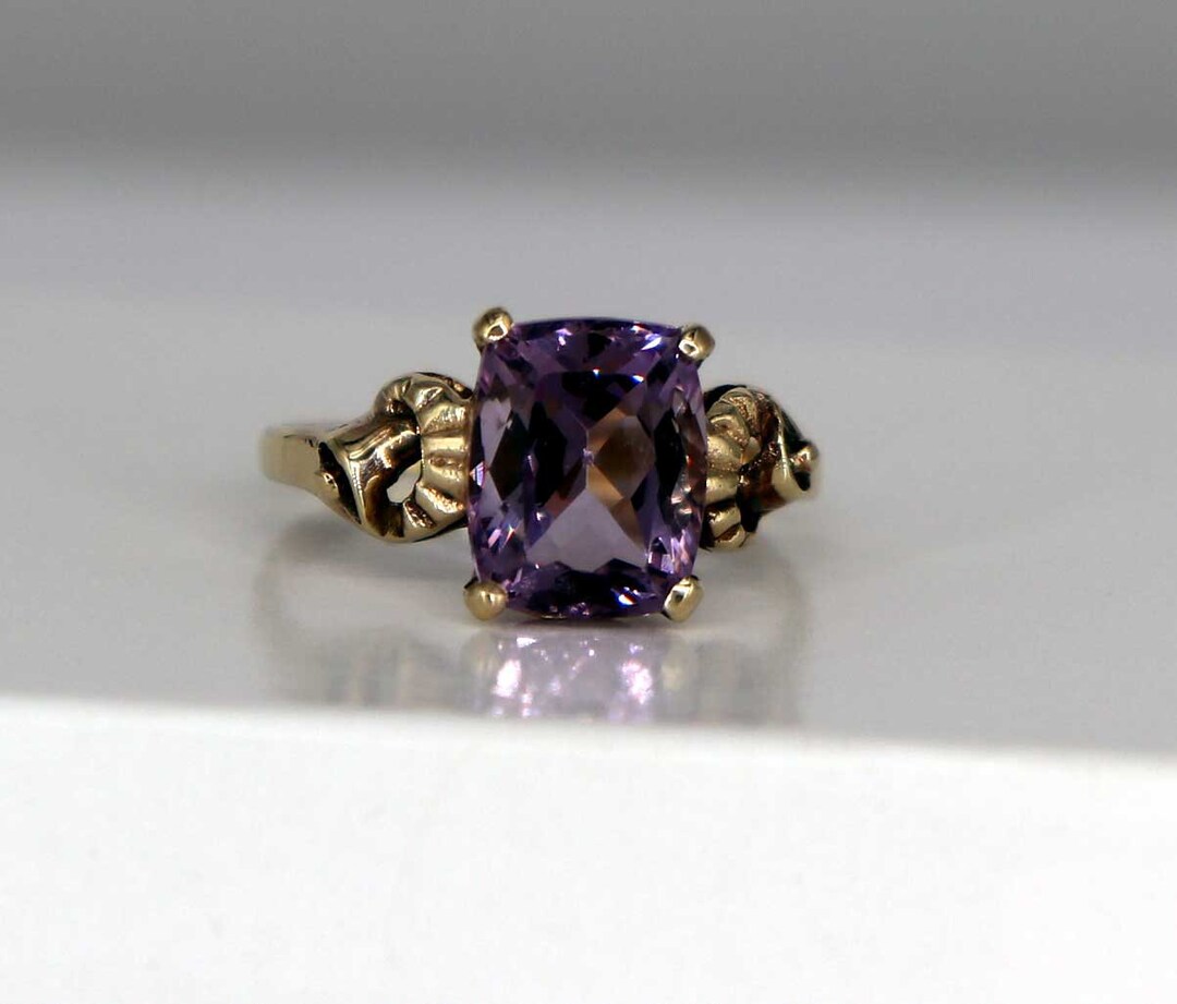 Antique 10k Unique Wedding Bells 3.10 Ct. Amethyst Ring - Etsy