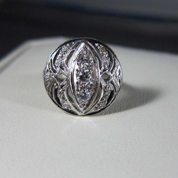 Platinum Art Deco Dinner Ring - Etsy