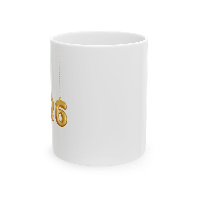 2026 Gold Balloon Numbers Mug | New Year Countdown Ceramic Coffee Cup ...