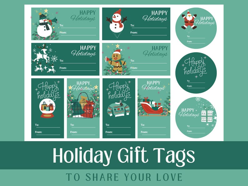 Editable Holiday Themed Gift Tags | Printable Christmas Tags | Festive ...