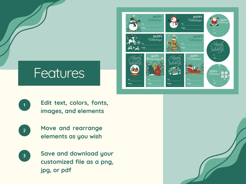 Editable Holiday Themed Gift Tags | Printable Christmas Tags | Festive ...