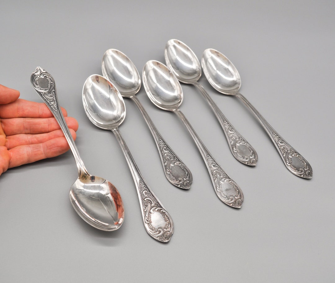Vintage USSR Soviet Melchior Table Spoons. Set of 6. Length 21 Cm / 8.2 ...