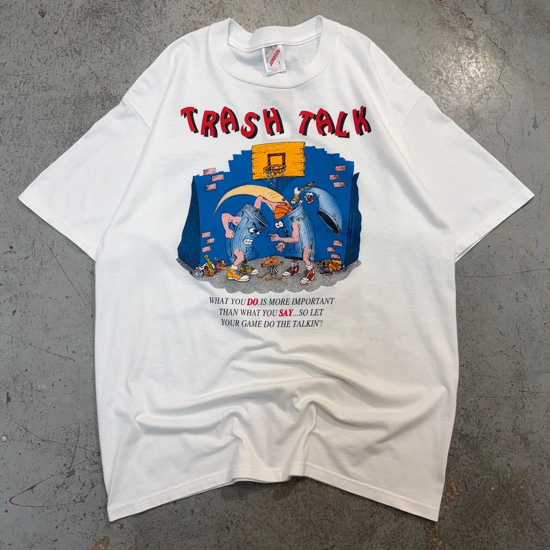 Vintage 1990s Trash Talk Cartoon Comedy Parody Graphic T Shirt White ...