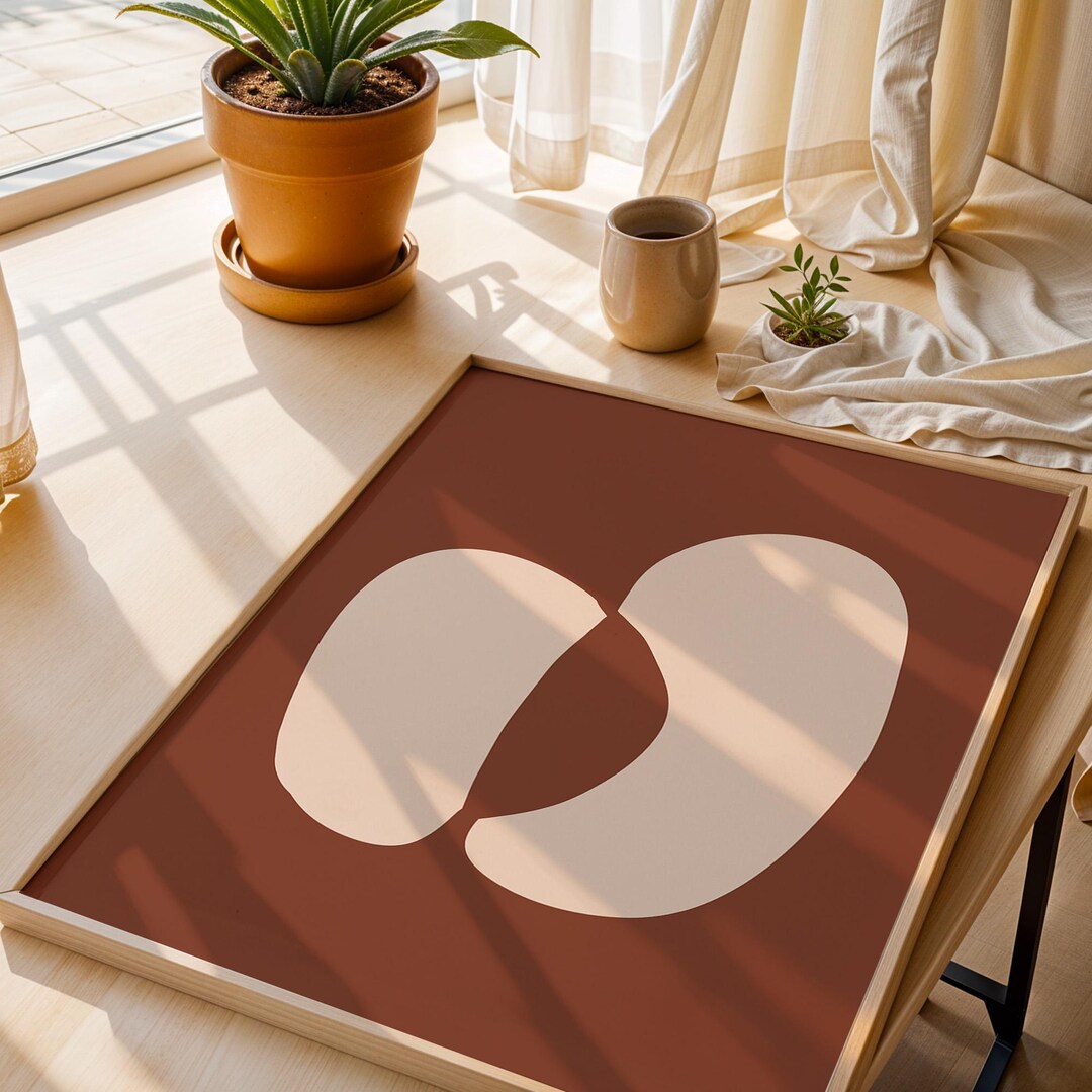 Abstract Terracotta Cellular Line Art, Minimalist Burnt Orange Nucleus ...
