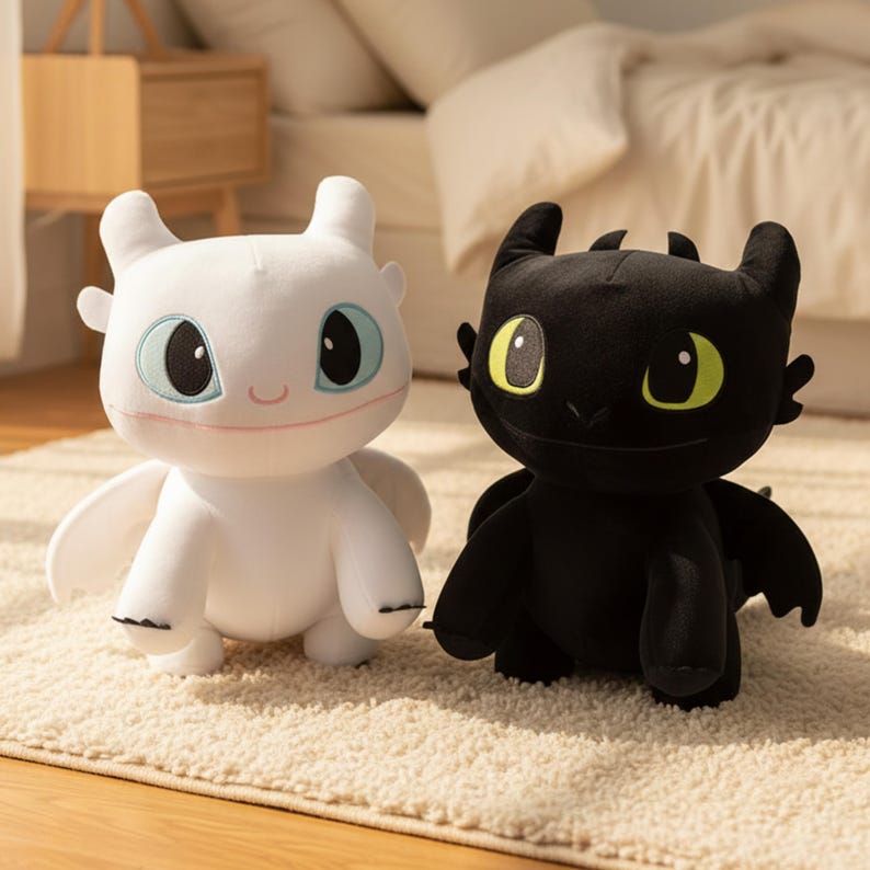 Toothless & Light Fury Plush – Night Fury Dragon Stuffed Toy – Anime ...