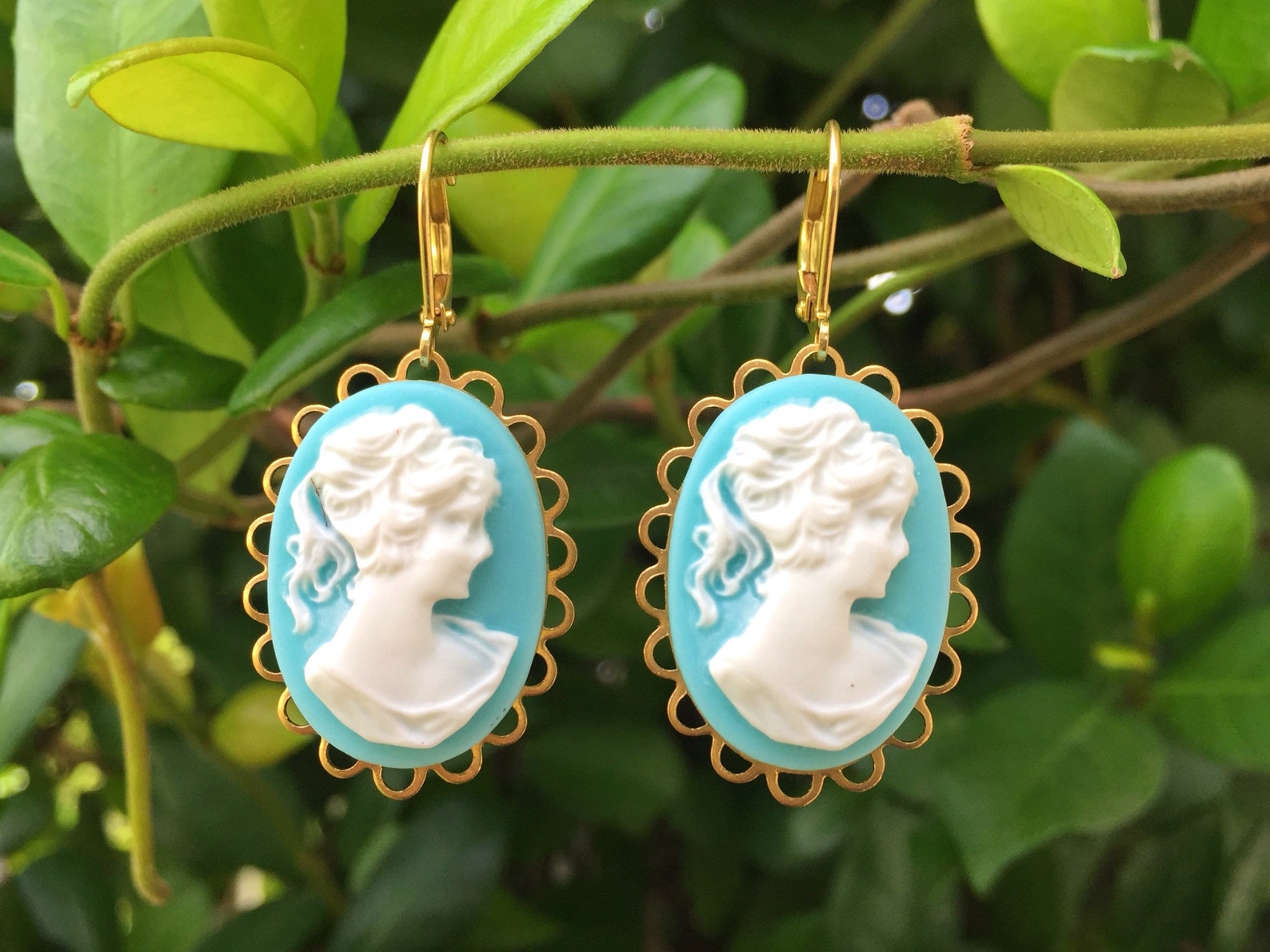 Cameo Earrings/turquoise Cameo Earrings/cameo Jewelry/turquoise ...