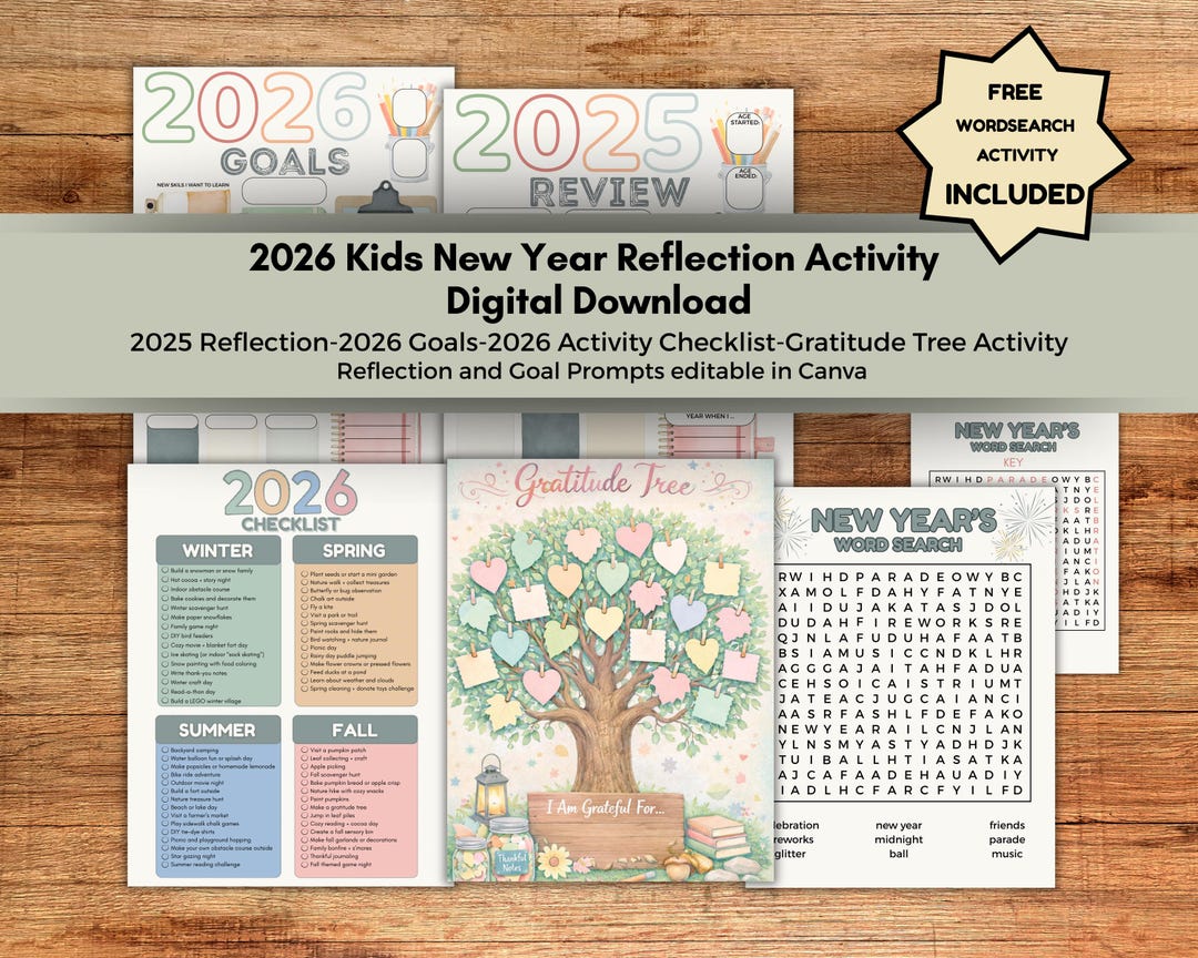Kid's End of 2025 Reflection and 2026 New Year Goal Planning Activity ...