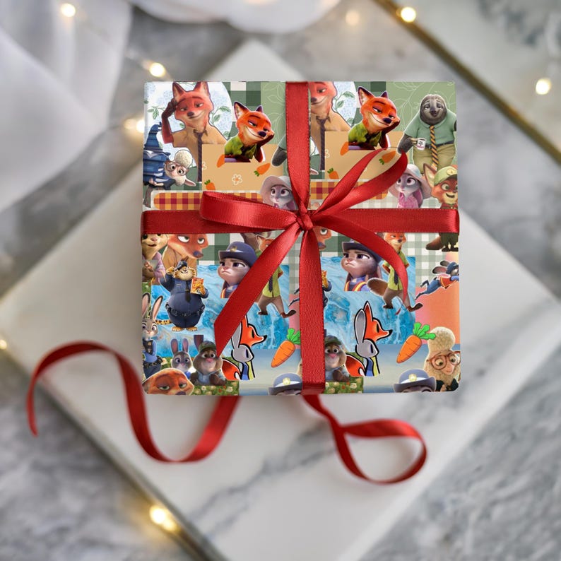 Zootopia Gift Wrap | Cartoon Animal Birthday Party Wrapping Paper - Etsy