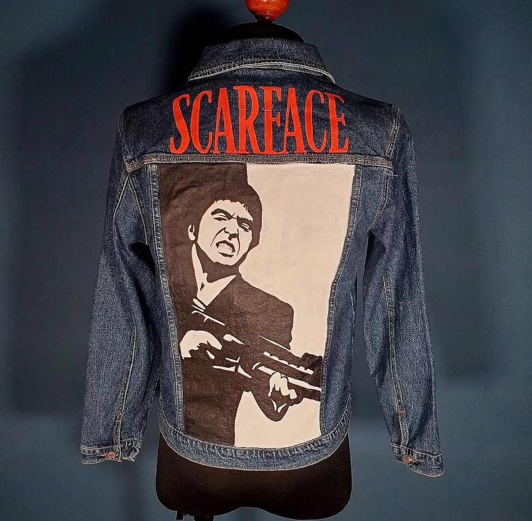 Hand Painted Denim Jacket Scarface Tony Montana - Etsy