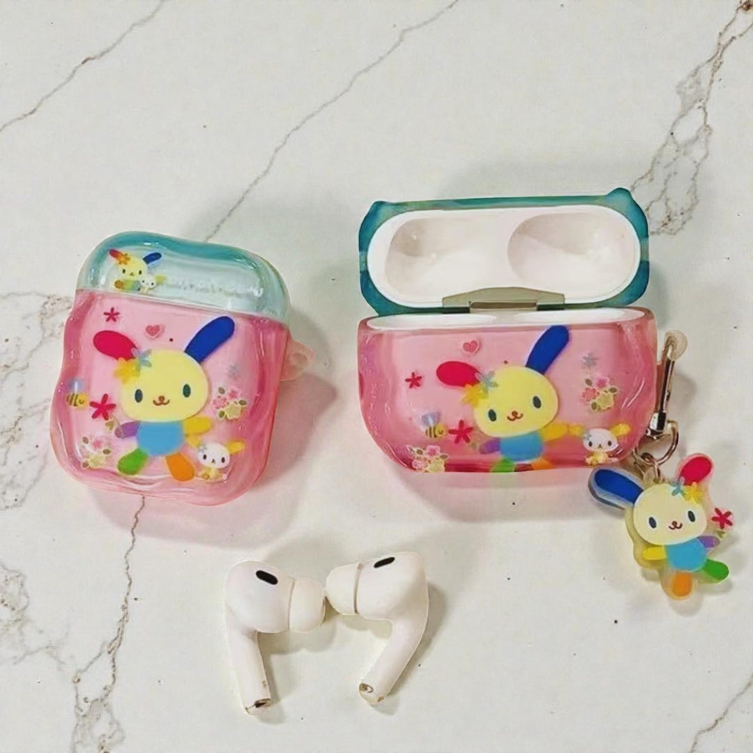 Cute Bunny Earpods Case With Charm, Clear Pink Protective Earphone ...