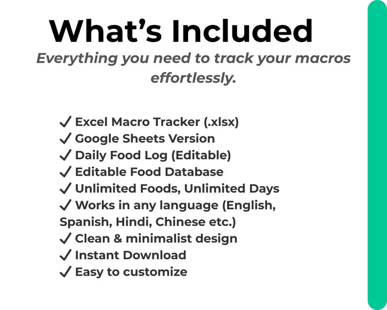 Easy to Use | Minimalist | Nutrition Tracker Excel Template | Macro ...