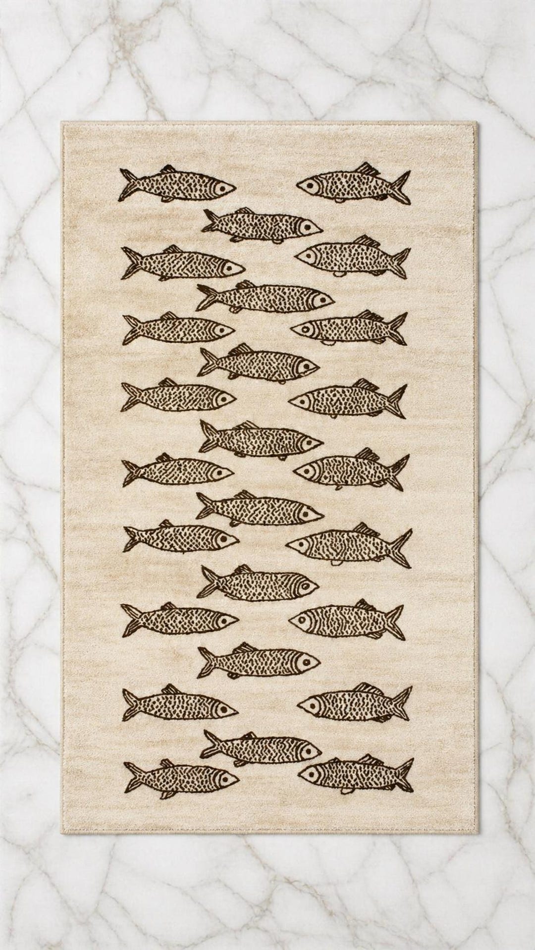 Hand Tufted Fish Rug,coastal Fish Pattern,contemporary, Beige ...