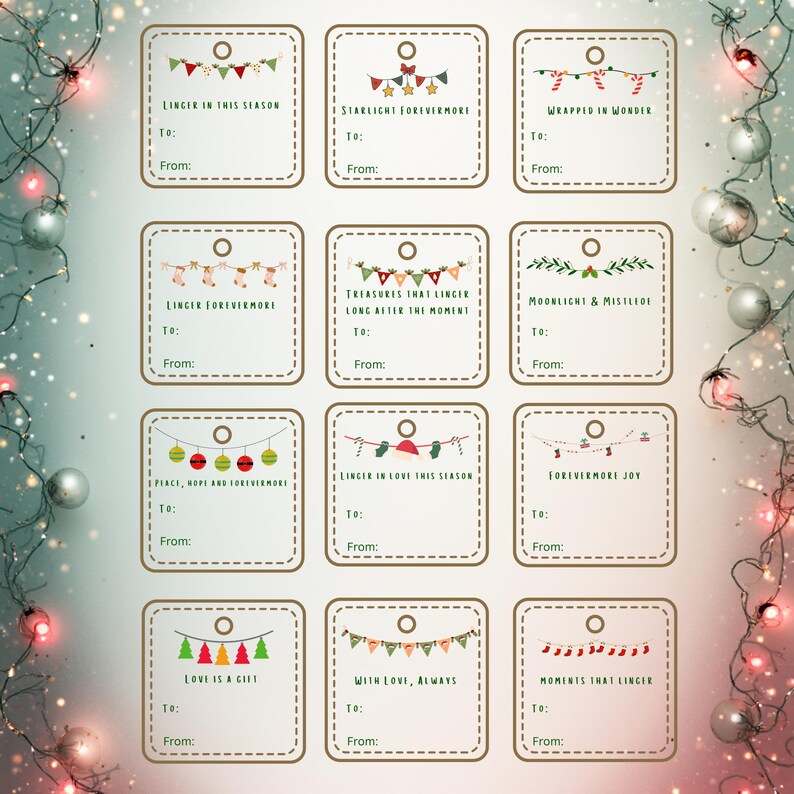 Printable Christmas Gift Tags-digital Download-poetic - Etsy