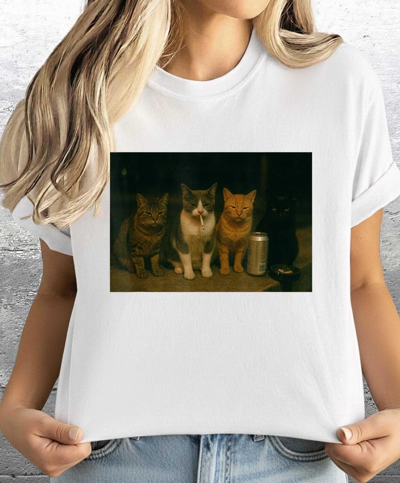 Vintage Smoking Cat Meme T-shirt, Funny Cat Gang Shirt, Retro Animal ...