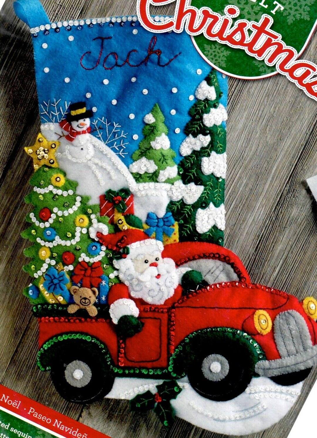 DIY Bucilla Christmas Drive Santa Truck Christmas Felt Stocking Kit ...