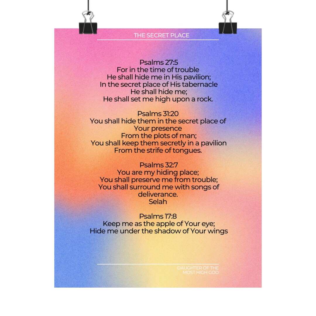 Secret Place Bible Verses Daughter of the Most High God Poster | Matte ...