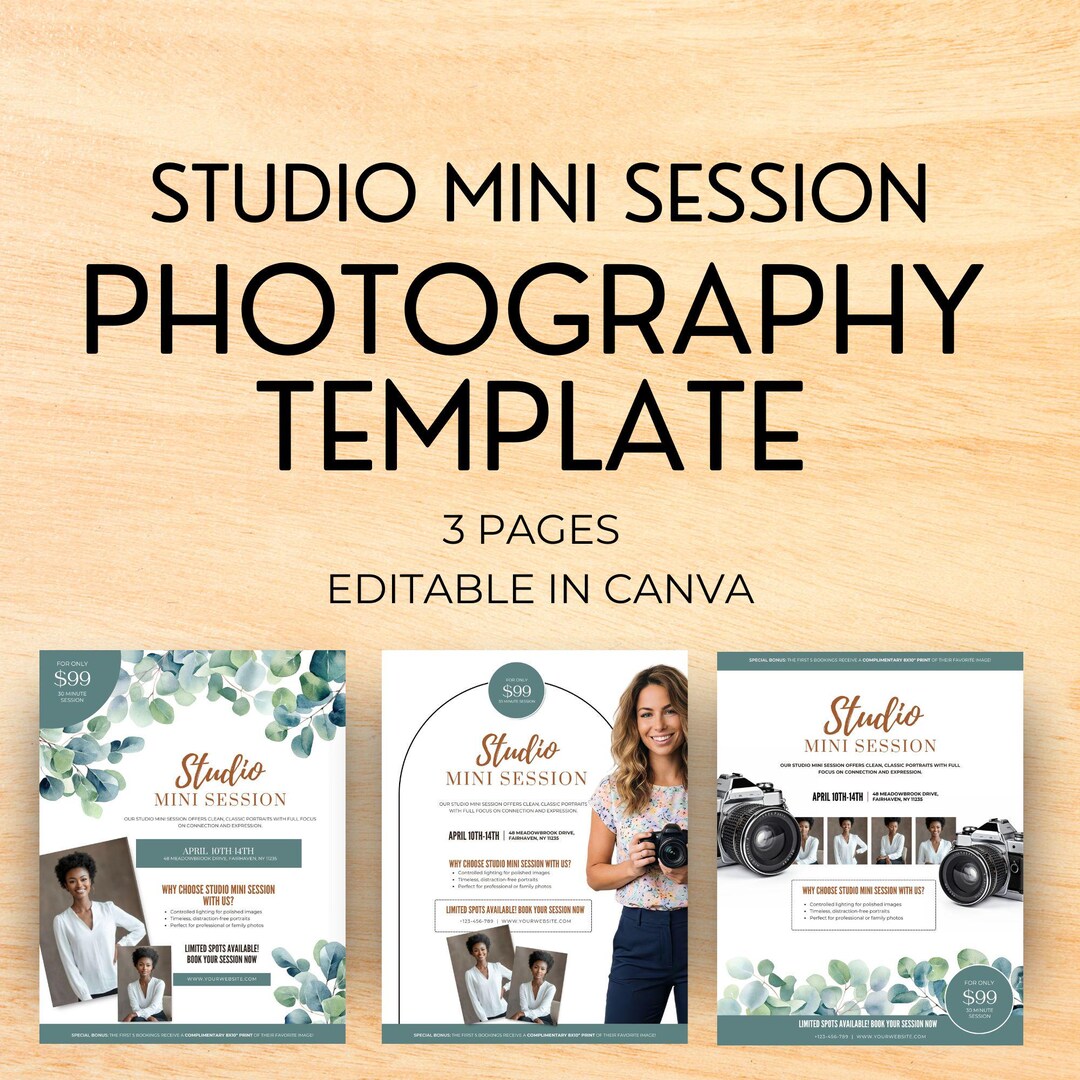 Studio Mini Session Photography Promo Template Bundle, Photographer ...