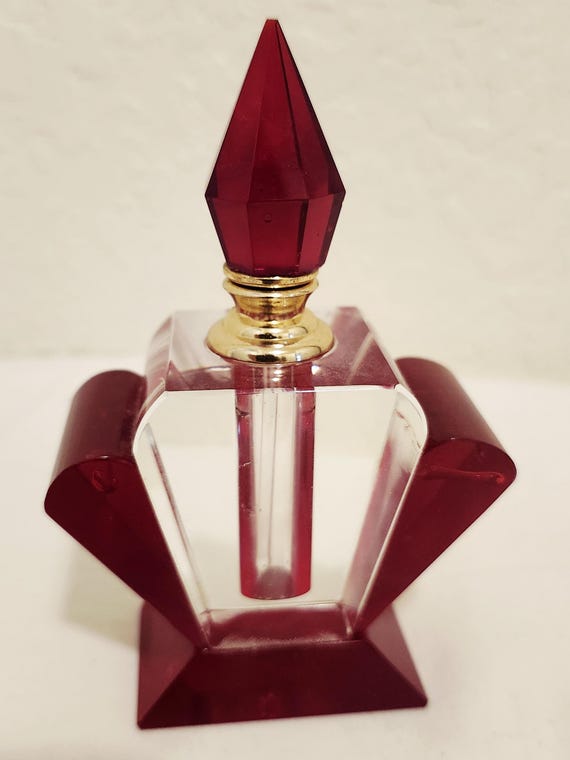 Beautiful Lead Crystal Perfume Bottle in Gorgeous Red… - Gem