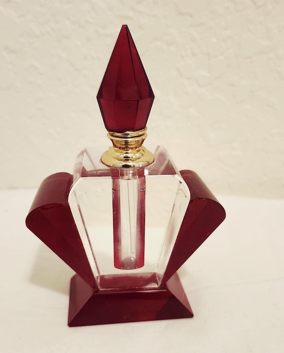 Beautiful Lead Crystal Perfume Bottle in Gorgeous Red… - Gem