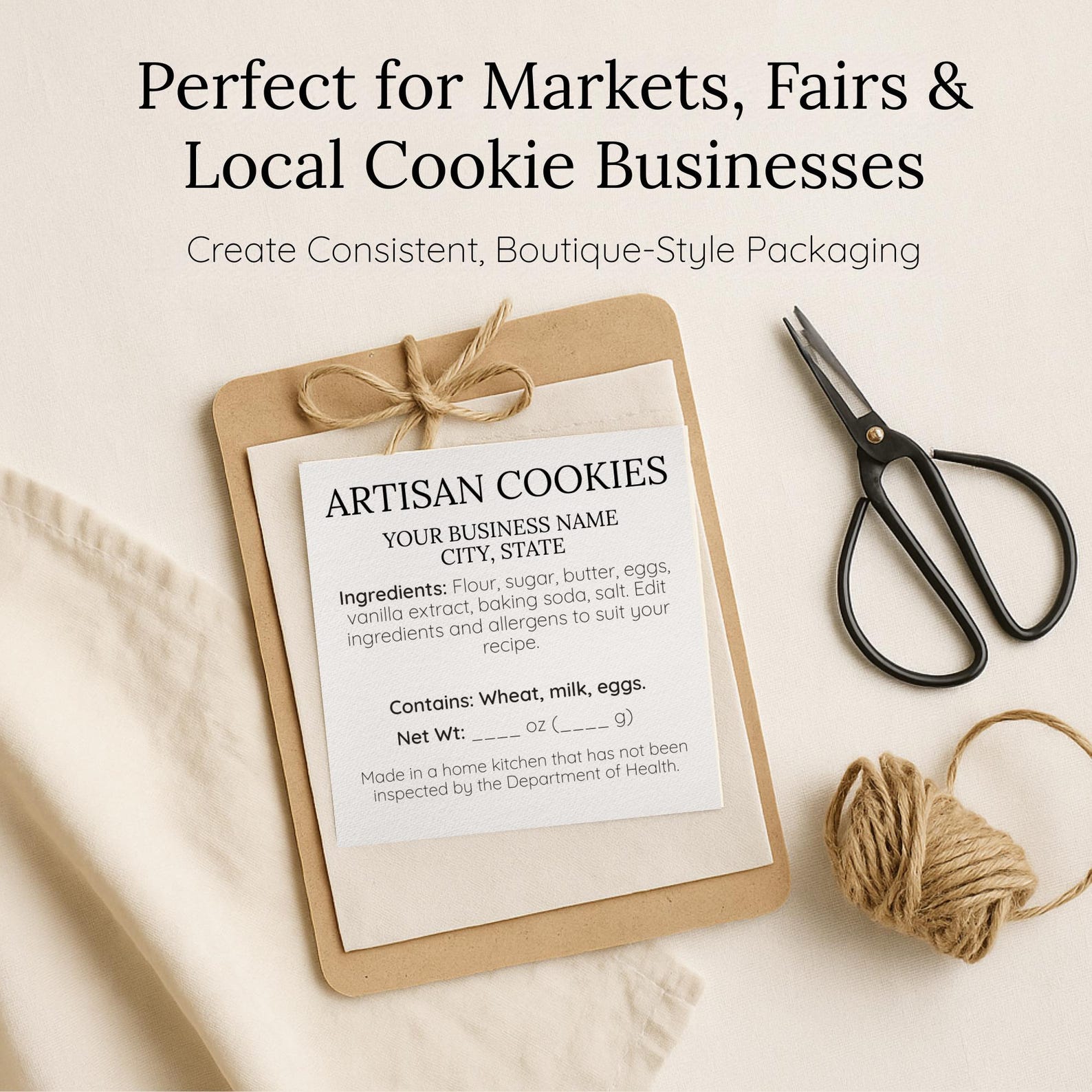 Cookie Label Template • Cookie Packaging Stickers • Printable Food ...