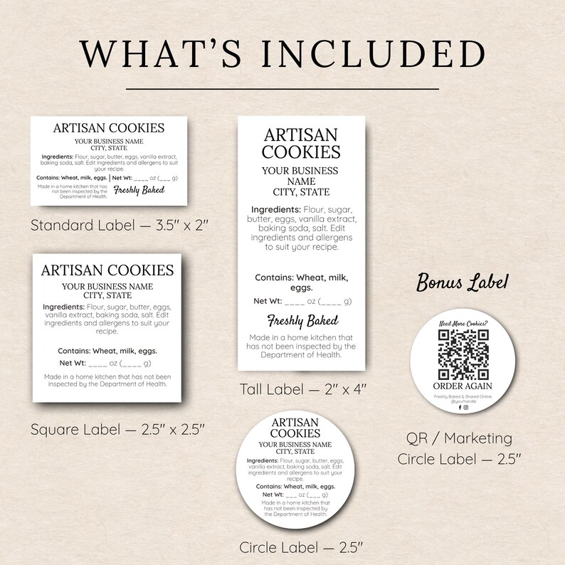 Cookie Bag Label Template | Home Bakery Cookie Packaging | Cottage Food ...
