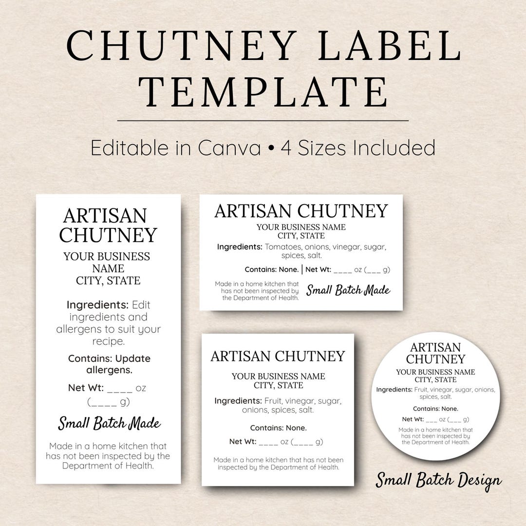 Chutney Label Template • Canning Jar Labels • Relish & Savoury Preserve ...