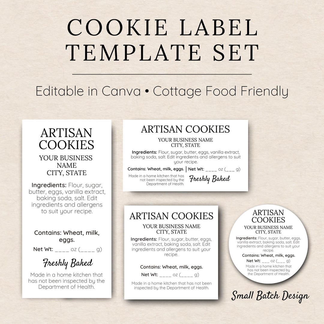 Cookie Label Template • Cookie Packaging Stickers • Printable Food ...