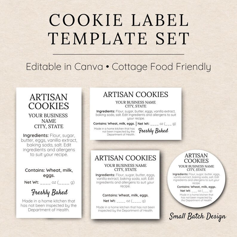 Cookie Label Template • Cookie Packaging Stickers • Printable Food ...