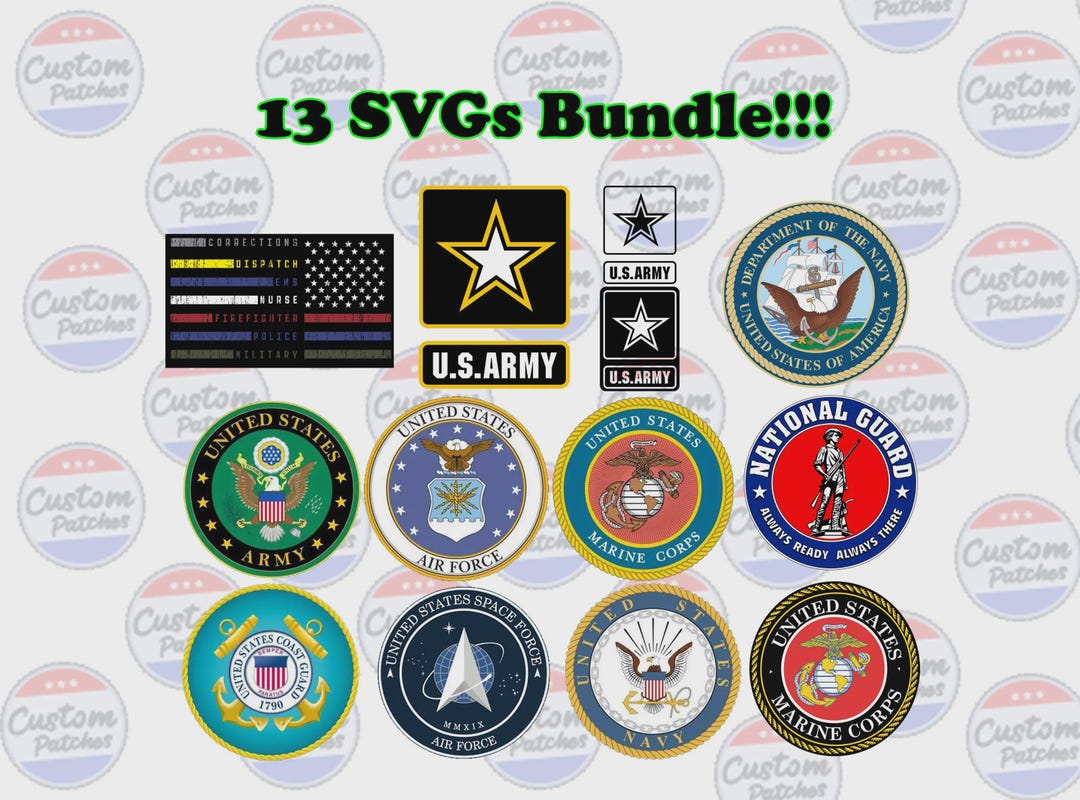 13 US Military Logos Digital Files – Army, Navy, Air Force, Marine ...