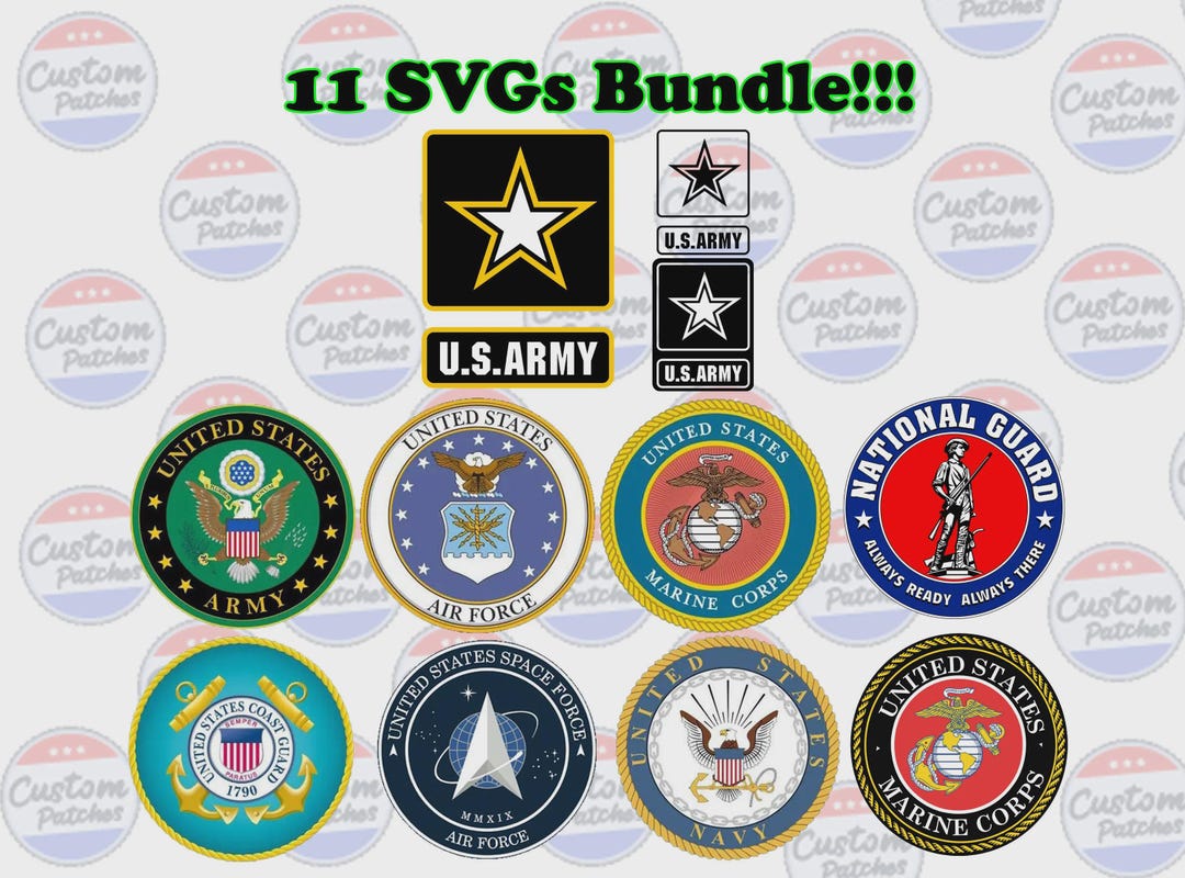 11 US Military Logos Digital Files – Army, Navy, Air Force, Marine ...