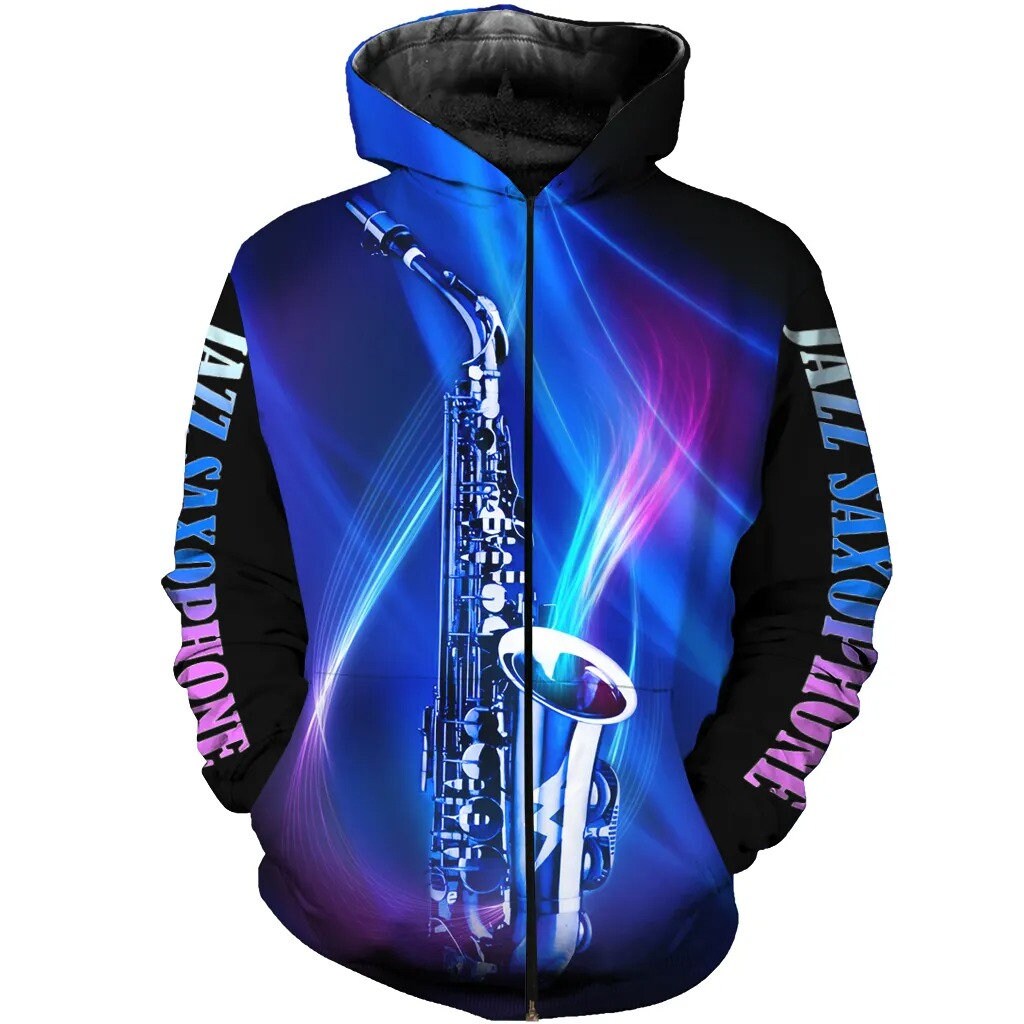 Jazz Saxophone 3D All Over Printed Clothes, Music Hoodie Shirt sold by ...