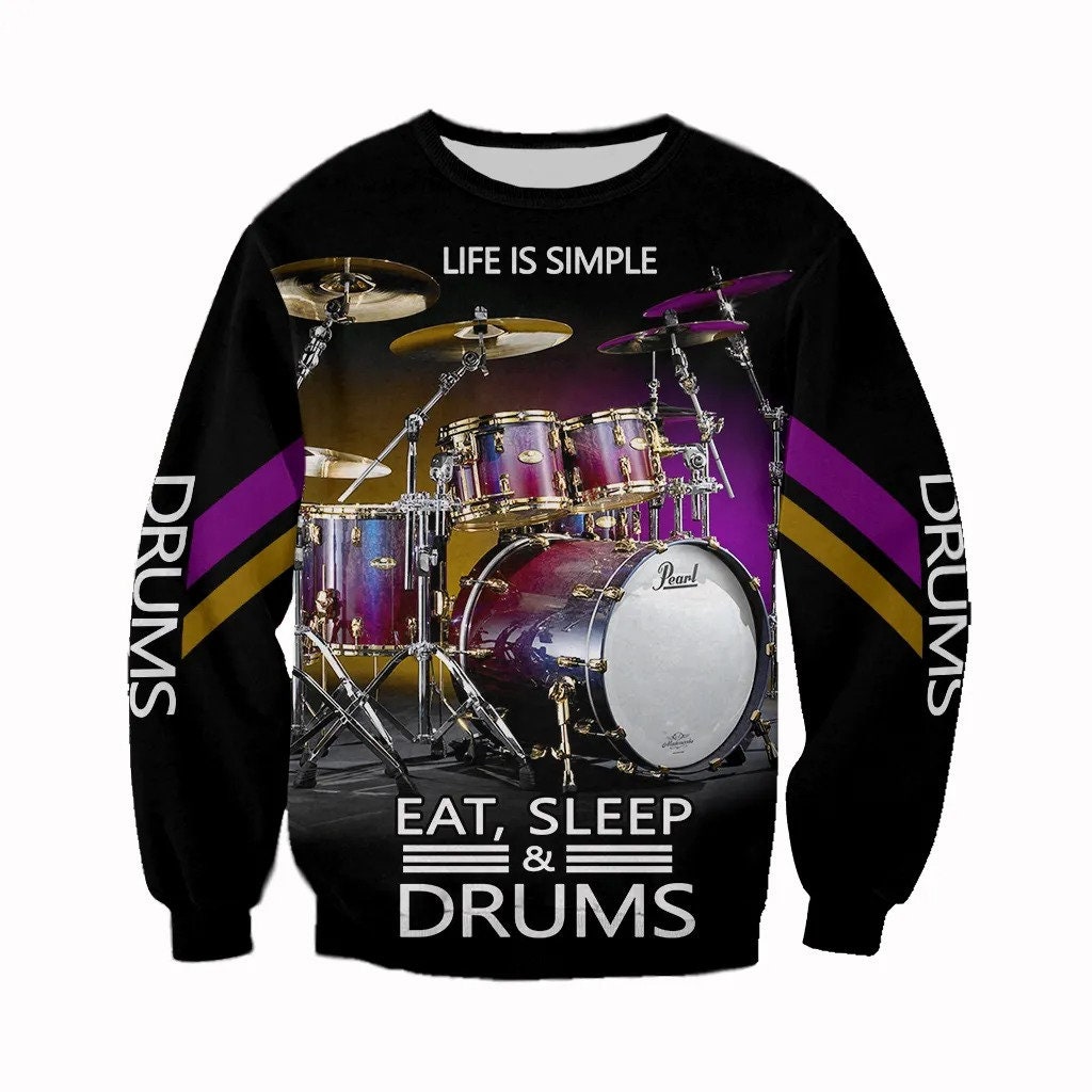 Drums 3D All Over Printed Clothes, Drums Music Hoodie Shirt sold by ...