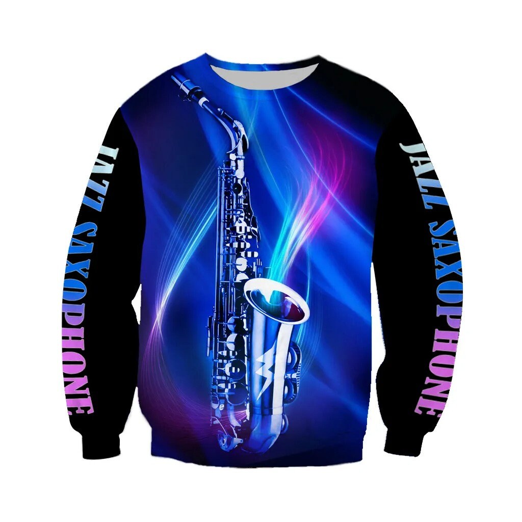 Jazz Saxophone 3D All Over Printed Clothes, Music Hoodie Shirt sold by ...