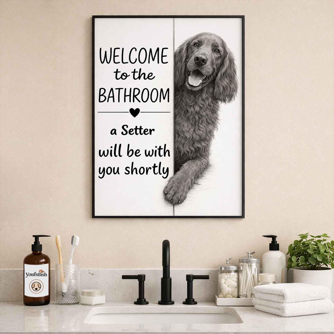Irish Setter Bathroom Wall Art | Welcome to the Bathroom Print | dog ...