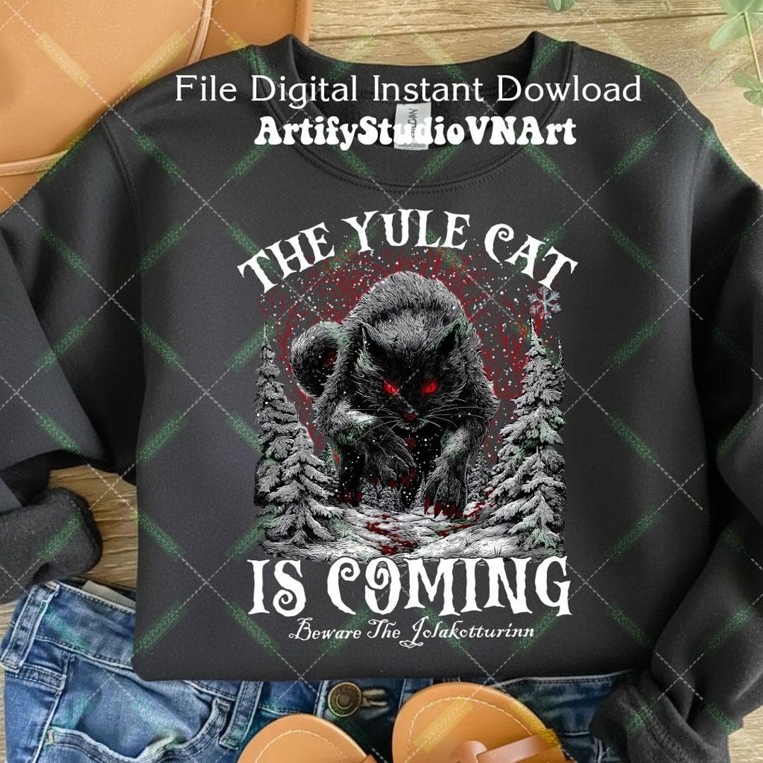 The Yule Cat PNG | Dark Christmas Folklore Art | Icelandic Yule Cat ...