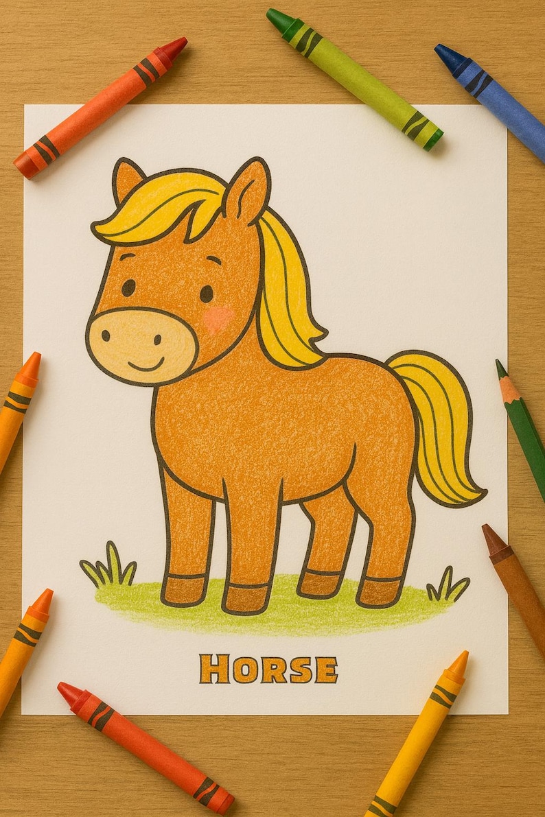 Horse Coloring Page • Kids Printable Coloring Sheet • Preschool ...