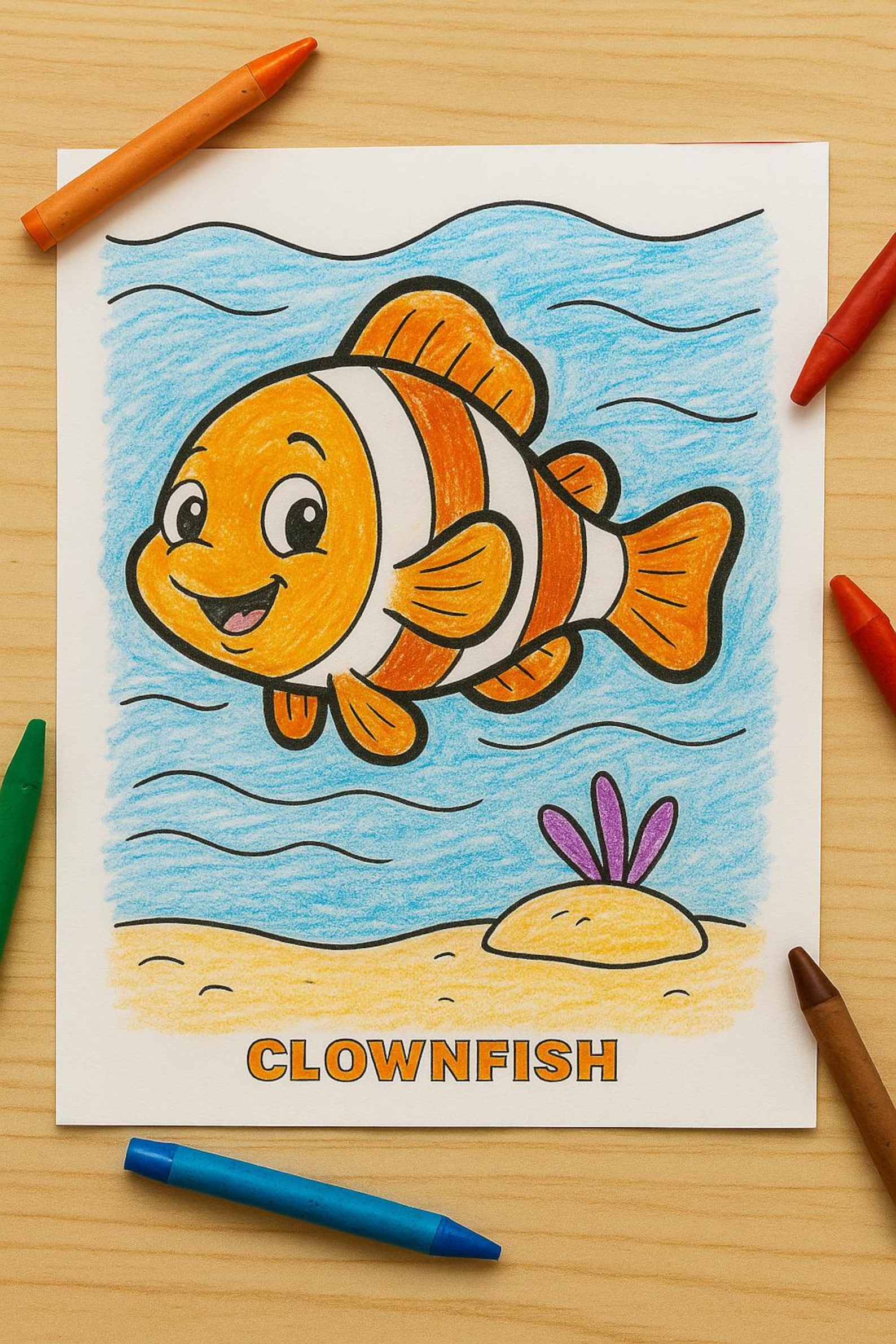 Clownfish Coloring Page • Kids Printable Coloring Sheet • Preschool ...