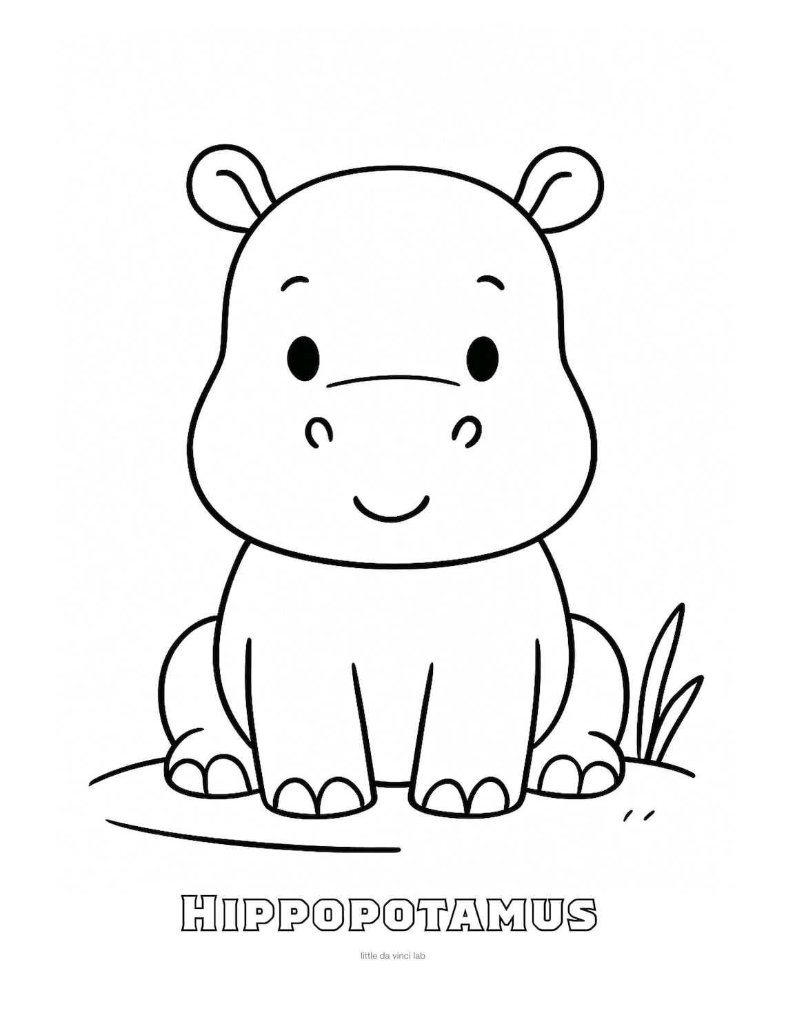Hippopotamus Coloring Page • Kids Printable Coloring Sheet • Preschool ...