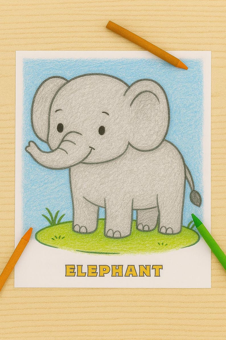 Elephant Coloring Page • Kids Printable Coloring Sheet • Preschool ...
