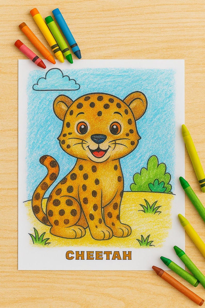 Cheetah Coloring Page • Kids Printable Coloring Sheet • Preschool ...