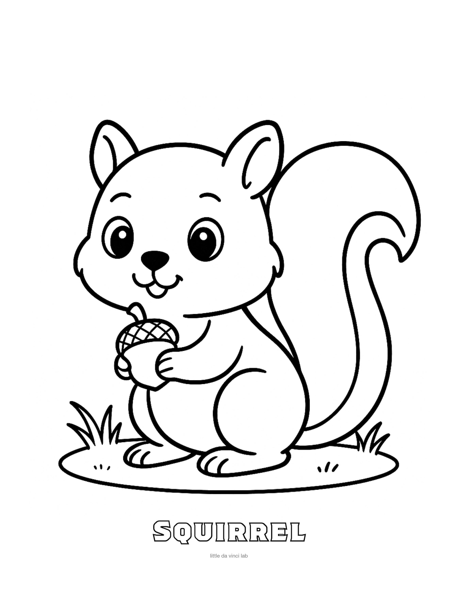 Squirrel Coloring Page • Kids Printable Coloring Sheet • Preschool ...