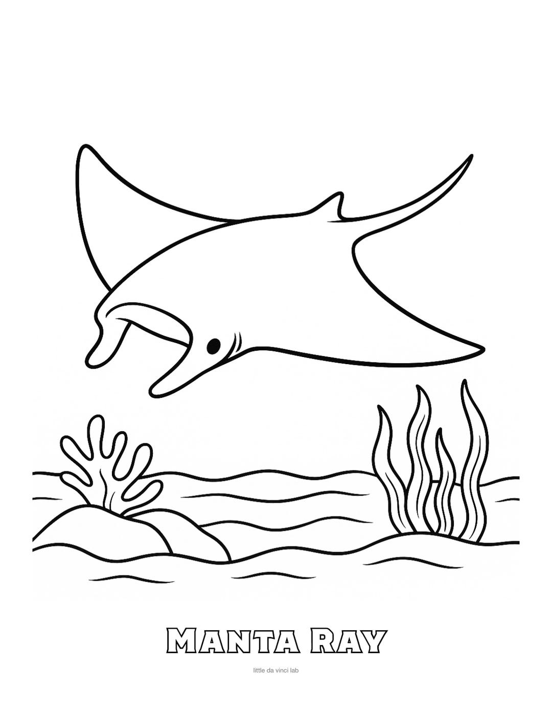 Manta Ray Coloring Page • Kids Ocean Printable • Preschool ...