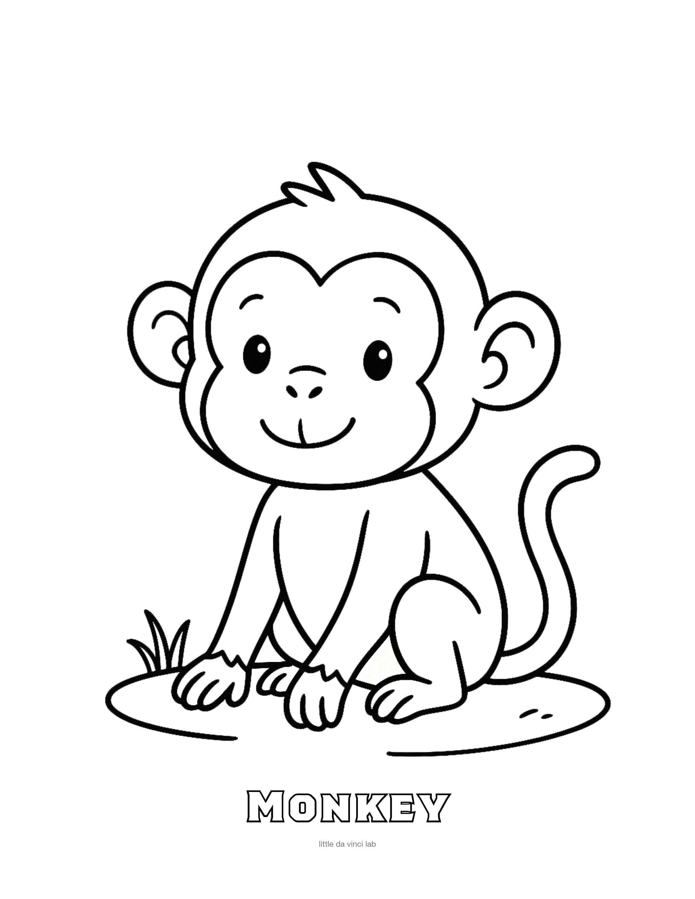Monkey Coloring Page • Kids Printable Coloring Sheet • Preschool ...