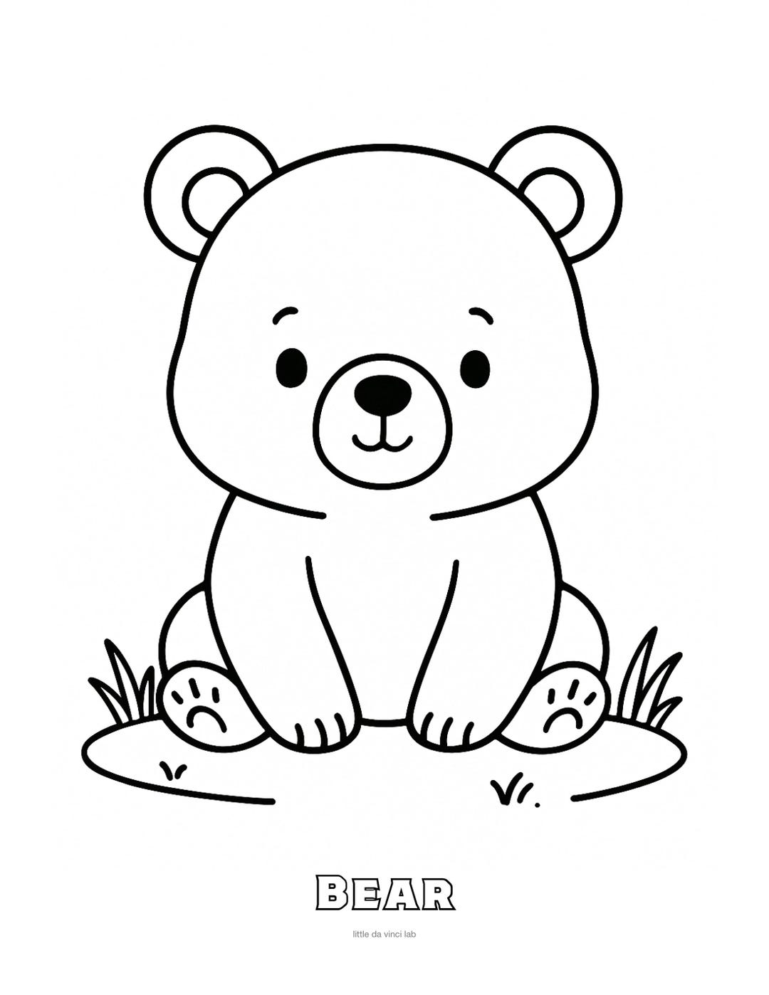 Bear Coloring Page • Kids Printable Coloring Sheet • Preschool ...